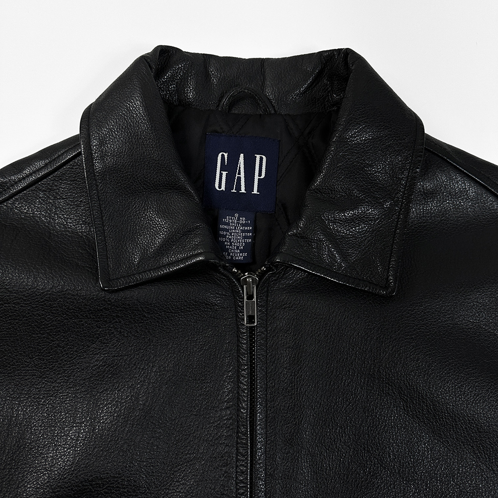 日本代購代標第一品牌【樂淘letao】－極上 美品 90s ビンテージ OLD GAP 本革 レザー ジャケット 黒 S ブラック フルジップ シングル ライダース USA 古着 // 00s ...